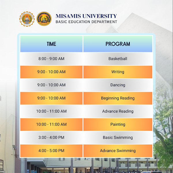 Join the 2025 Summer Fun Program at Misamis University! | News and Updates
